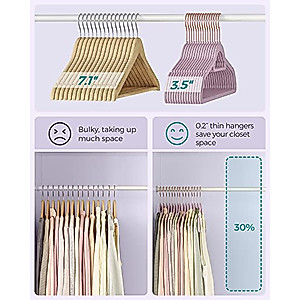 SONGMICS Velvet Hangers Bundle, Set of 50 with Set of 50, Clothes Hanger with Rose Gold Swivel Hook, Non-Slip, and Space-Saving, 0.2-Inch Thick, Pale Purple and Light Pink, UCRF021GP50 and UCRF21PK50