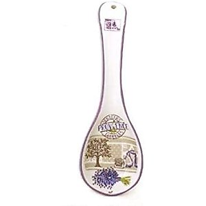White Ceramic Provence Lavender Spoon Rest - 9.25"