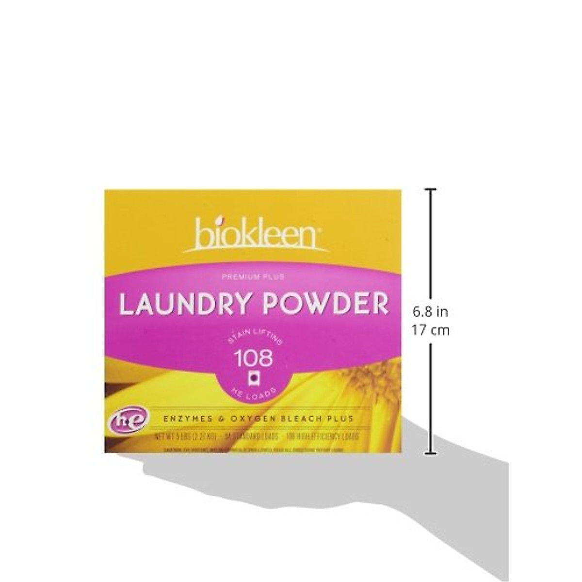 Biokleen Natural Laundry Detergent - 108 HE Loads - Powder, Concentrated, Eco-Friendly, Non-Toxic, Plant-Based, No Artificial Fragrance, Colors or Preservatives, Premium Plus(Packaging May Vary)
