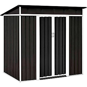 Oakmont Outdoor 4×6 FT Storage Shed Walk-in Garden Tool House with Double Sliding Doors, Steel Cabin Yard Lawn (Grey)