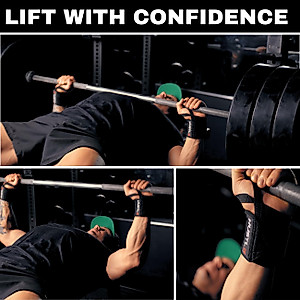 Hustle Athletics Wrist Wraps - USPA Approved Best Weightlifting Support (Professional Competition Grade Wrap) - Brace Your Wrists to Push Heavy, Avoid Injury & Improve Your Workout - for Men & Women