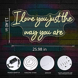 Neon Sign for Wall Decor, Yeeficent Neon Lights for Bedroom Wall, 26 x 13 Inch Dimmable Neon Signs, Custom Light Up Sign for Wedding Party Birthday Gift (Warm White-I Love You Just The Way You Are)