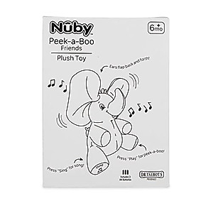 Nuby Peek a Boo Friends Animated Plush Toy with Music and Interactive Play, Baby Elephant