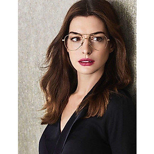 JOVAKIT Aviator Clear Lens Glasses for Women Men Non-prescription Eyeglasses Blue Light Blocking Lens Metal Frame (Black)