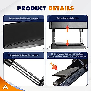 ASOPARTS Car Center Console Armrest Box Support Elbow Rest Cushion Adjustable Height Armrest Box Uniform for Most Vehicles SUV Trucks(Black line)