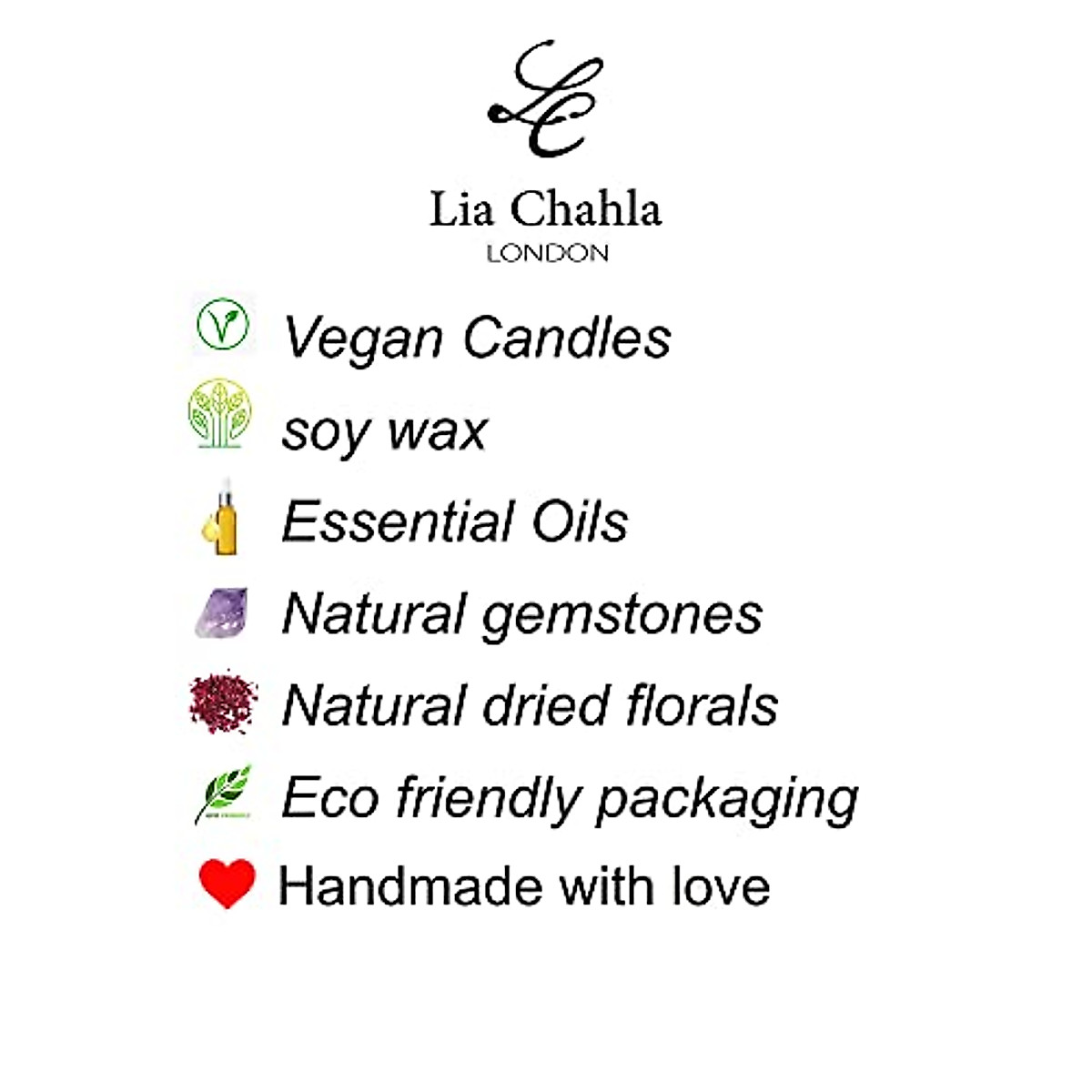 LIA CHAHLA LONDON Luxury ‘Self-Love’ Rose Quartz Candle 6 oz – Scented English Rose Candle – Hidden Gem Candle Infused w/Essential Oils – 100% Soy Candle (Self Love/Rose - Rose Quartz, 6 Oz)