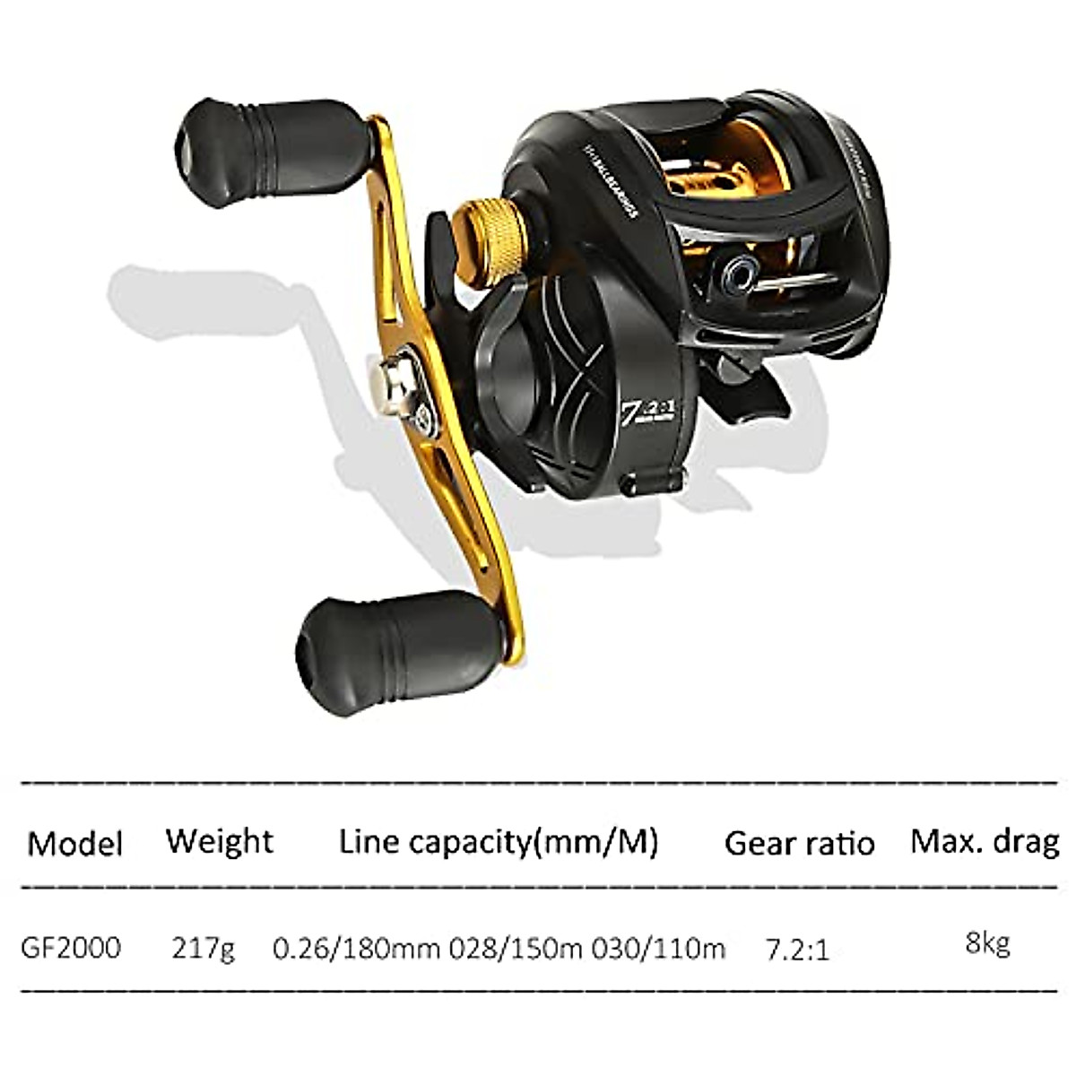 Baitcasting Fishing Reels - Smooth 17 + 1 BB Baitcast Fishing Reel Baitcaster 8kg Max Drag 8.0:1 Gear Ratio Magnet Braking System