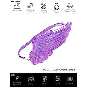 Fydelity Quiver Wings Backpack/Sling Bag Crossbody Festival Bag for Women Rave Bag Retro Crossbody Bag Cute Fanny Pack for Woman Concert Bag - Purple