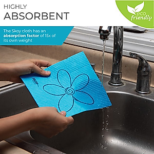 Skoy Cloth, 8-Pack Eco-Friendly and Reusable Swedish Dishcloth, for Kitchen and Household Use, Environmentally Friendly, Plastic-Free, Blue