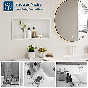 Neodrain No Tile Shower Niche, White Shower Niche Bathroom Shelf, (Outside Size 25.1"x13.1") (Inner Size 24" X 12" X 4"), NO Tile Needed Recessed Niche Shower for Storage