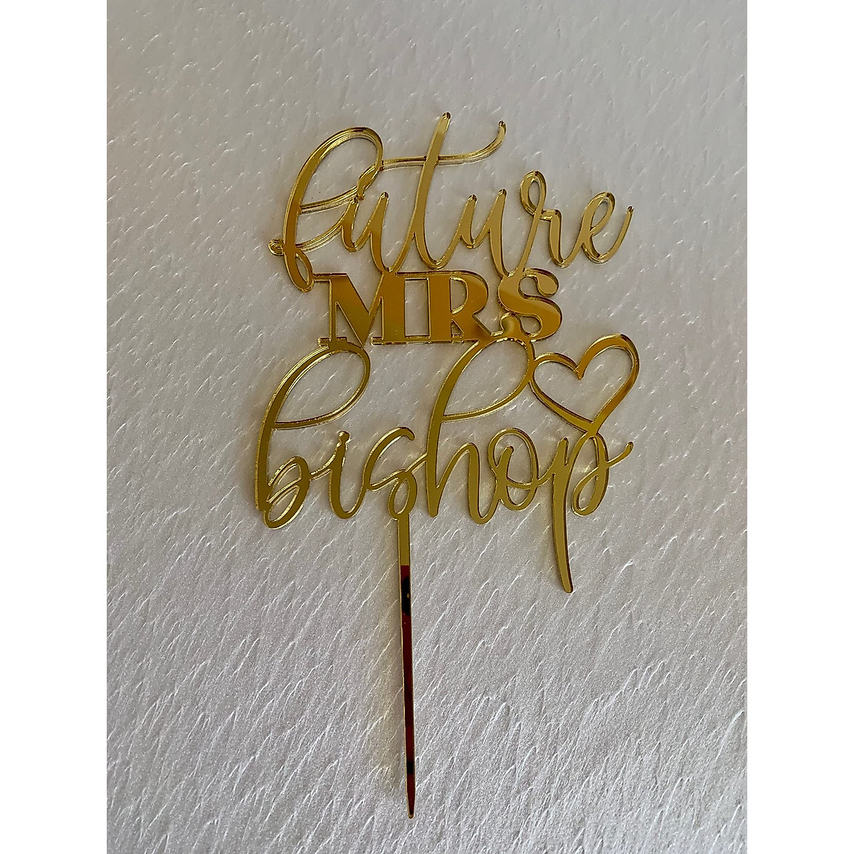 Personalized Future Mrs Cake Topper, Custom Name Cupcake Topper with Heart, Bridal Shower Decor, Calligraphy, Bachelorette, Engagement, Wedding Cake Topper, Hand Lettered, Script, Table Centerpiece