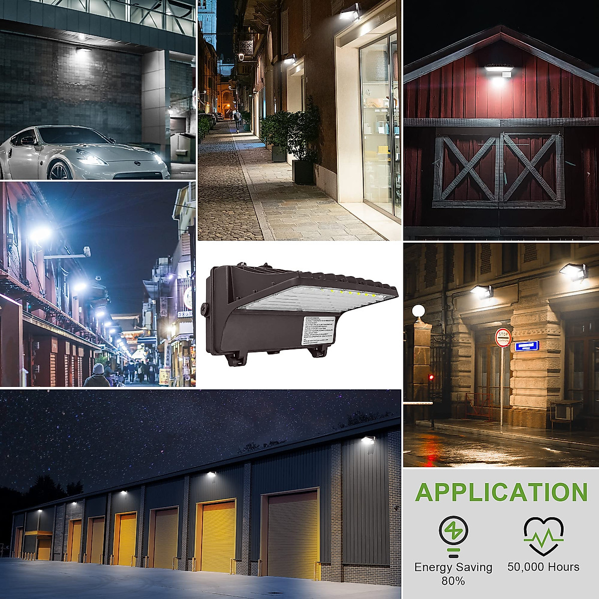 LED Full Cut Off Wall Pack 80/60/40/20W Power Selectable, 5000K Exterior LED Wall Light with Photocell, 50-250W MH/HPS Equiv. IP65 Waterproof 100-277V AC for Warehouse DLC & ETL Listed