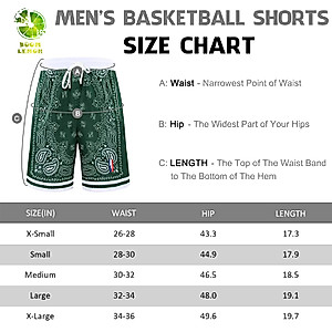 BOOMLEMON Men's Basketball Shorts Workout Athletic Paisley Shorts Mesh Print Running Short Pants(Green XS)