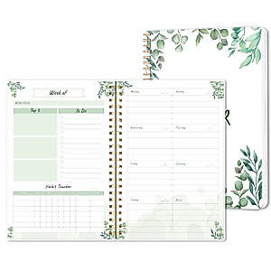 Daily Planner Hourly Schedules Appointment Planner Undated with To-Do List,Meals,Notes 10"X7.3",Flexible Cover ,Twin-Wire Binding