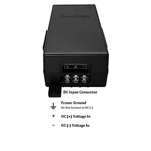 EverStar iPoE-20W24DW 100Mbps | 9-36V DC in | 24V/1A 24W DC PoE Out | DC-DC Converter + Passive Mode B Solar PoE Injector for airCube ISP,G3FlexCam,locoM9/5/2,NSM5/3/365/2 | Black