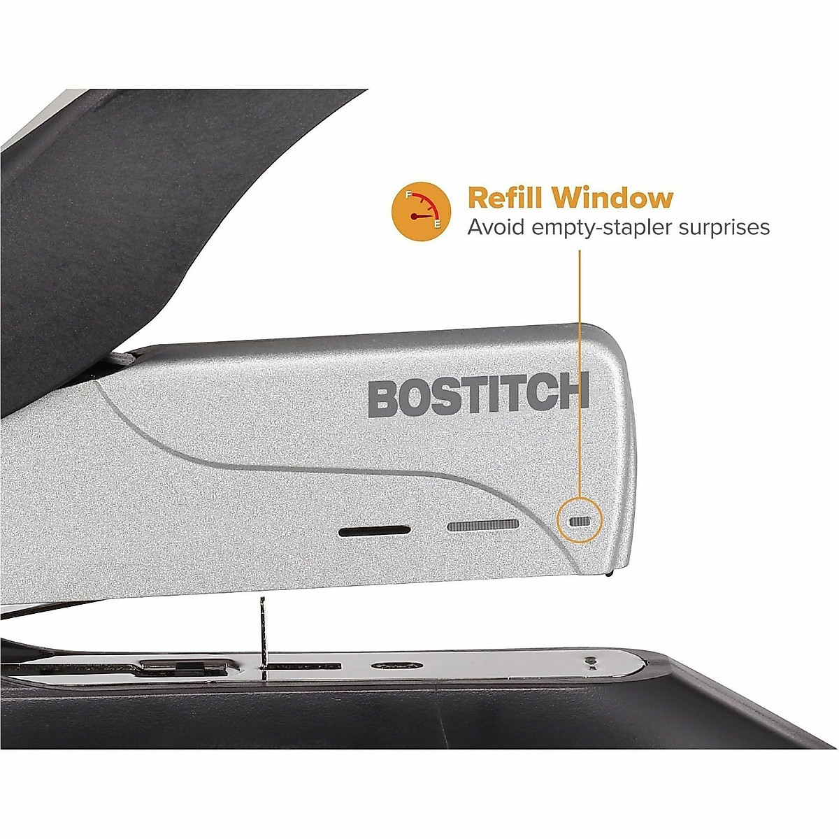 Bostitch inHANCE+100 Heavy Duty Stapler - Two Fingers, No Effort, Spring Powered Stapler - 100 Sheets, Gray (1300)
