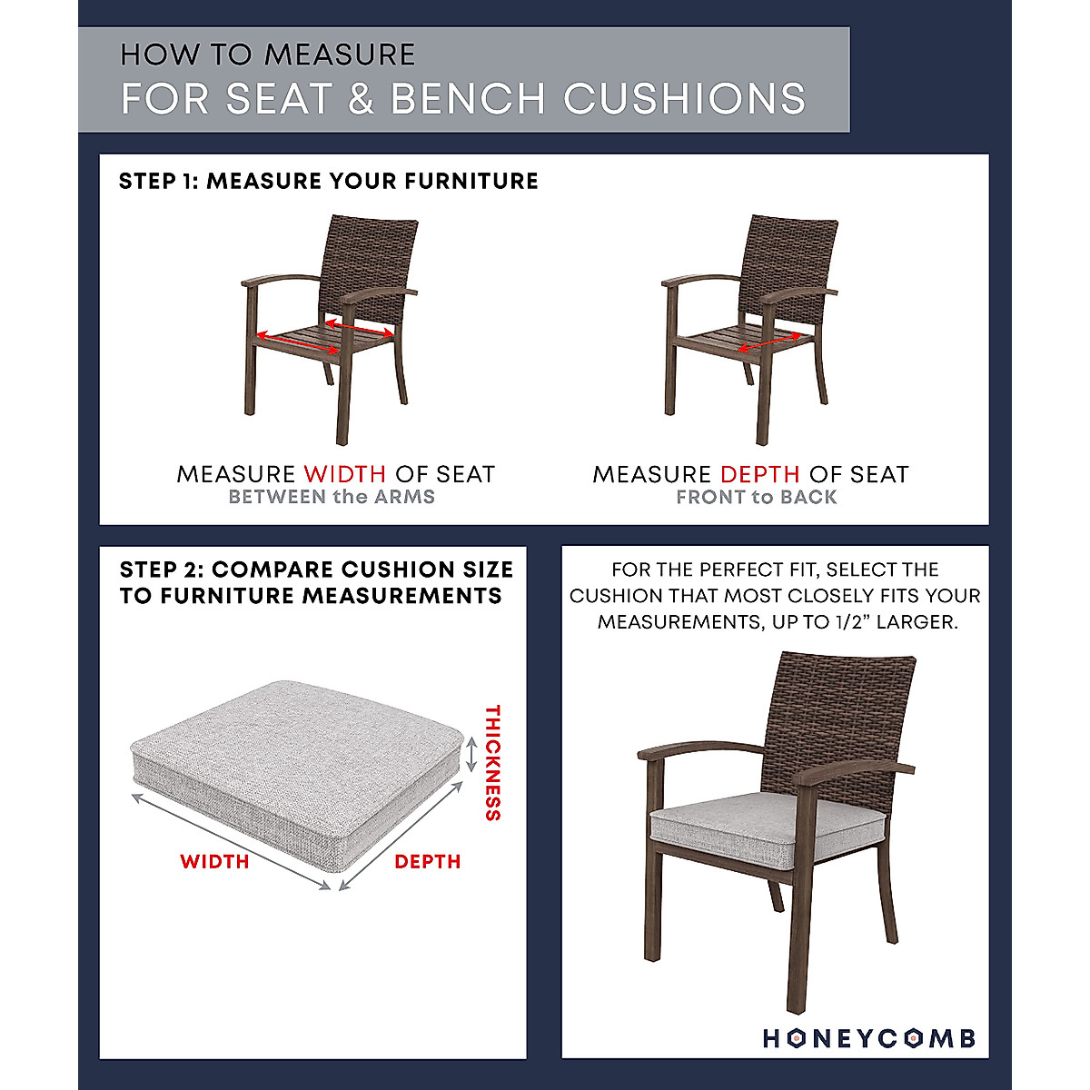 Honeycomb Outdoor Cushion 42" W x 18.5" D x 2.5" T, Textured Solid Indigo Blue Loveseat Bench Cushion