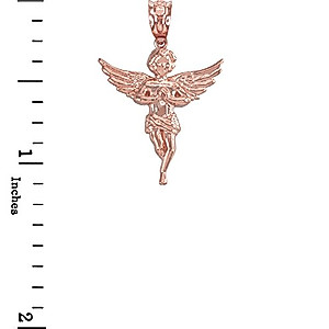 Religious Jewelry Textured 10k Rose Gold Praying Angel Charm Pendant