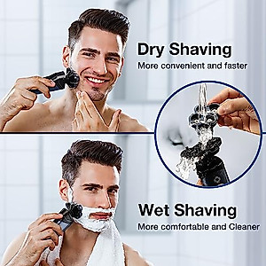 Electric Razor for Men, Rechargeable IPX7 Waterproof, 5D Portable Magnetic Shaver with Charging Stand, Cordless Men's Electric Shaver Wet & Dry Use