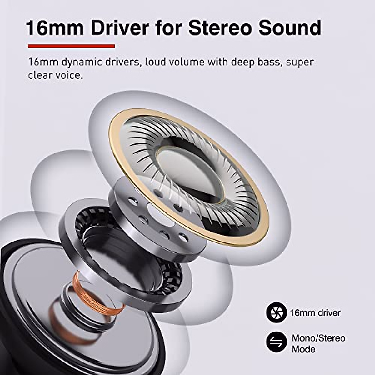 TRANYA Open Ear Bluetooth Headphones, Wireless Earbuds with APTX Adaptive Sound 16MM Large Driver, CVC8.0 Noise Cancellation, IPX5 Waterproof Sports Earbuds with 32H Playtime for Workout