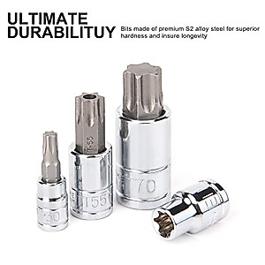 CASOMAN Master Torx Bit Socket and External Torx Socket Set, 60-Piece Set, S2 and Cr-V Steel，E4-E24, T6-T70,TT6-TT70,TP8-TP60