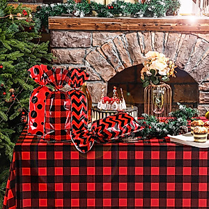 120 Pieces Christmas Cello Candy Bags Buffalo Polka Dot Stripes Prints Plastic Goodie Treat Favor Bags with 200 Twist Ties for Winter Holiday Birthday Baby Shower Party Supplies (Red, Black)