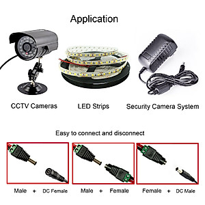 DAYKIT 10 Pairs 12V Male+Female 2.1x5.5MM DC Power Jack Plug Adapter Barrel Connector for CCTV Security Camera Led Strip