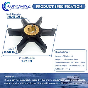 277181 434424 Water Pump Impeller For Evinrude Johnson 3/4/5/5.5/6/7.5 HP 2 Stroke Outboard Sierra 18-3001 0277181 0434424 0777819 3HP 4HP 5HP 5.5HP 6HP 7.5HP