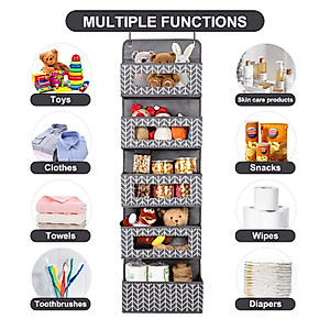 Mayniu 2 Pack Over the Door Organizer, Wall Mount Hanging Organizer Storage with 10 Large Capacity Pockets for Nursery, Closet, Toys, Diapers, and Sundries (Grey)