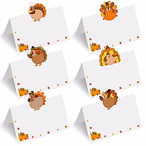 60 Pcs Thanksgiving Name Cards for Table, Turkey Thanksgiving Place Cards, Fall Place Cards for Thanksgiving Dinner Party Decoration, Thanksgiving Place Settings Size 3.5*2.2 inches (Thanksgiving)