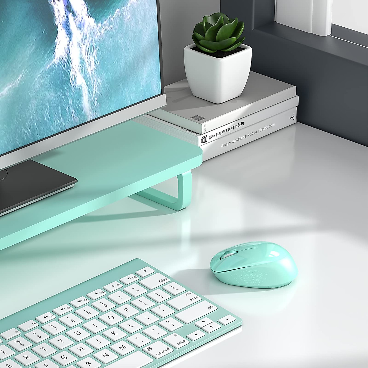 Trueque Wireless Mouse E702 2.4GHz Portable Computer Mouse with USB Receiver, Comfortable Silent Mice for Laptop, Chromebook, PC, Notebook, Desktop, Windows, Mac (Mint Green)
