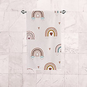 Hand Bath Towels 2 Pack Rainbows in Boho Style Absorbent Face Fingertip Towels for Bathroom Kitchen Gym Spa Soft Hair Drying Cloth Quick Dry, 30 x 15 Inch