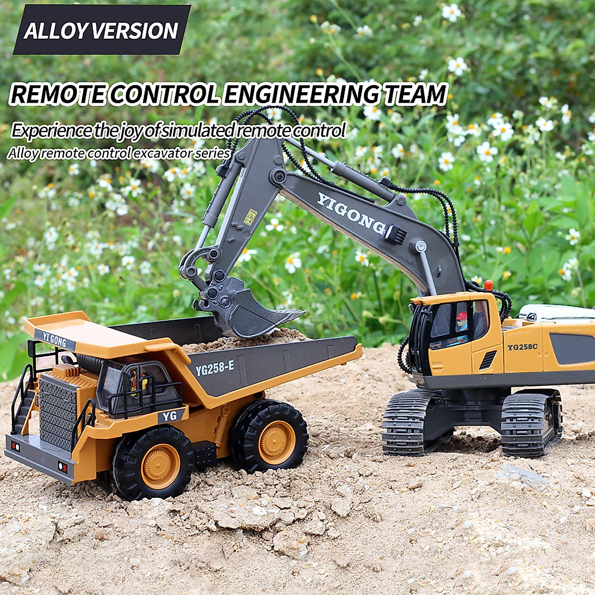 Remote Control Excavator Toy 11 Inch, 11 Channel RC Construction Vehicles Hydraulic Haulers Digger Toys Gift for 6 7 8 9 10 Years Old Kids Boys