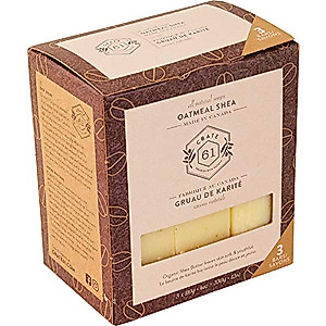 Crate 61, Handmade in Canada, Plant Based Cold Process Natural Bar Soap For Face And Body, With Premium Essential Oils, Eucalyptus & Peppermint For Men And Women 3 Pack (Oatmeal Shea (Unsented))