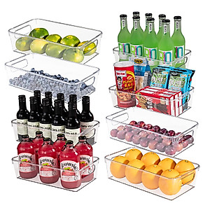 HOMER Set Of 14 Clear Plastic Refrigerator Organizer Bins and Fridge Storage Bins, Fridge Storage Containers, Perfect for Fridge Organizer, Kitchen Storage, and Cabin Organizer