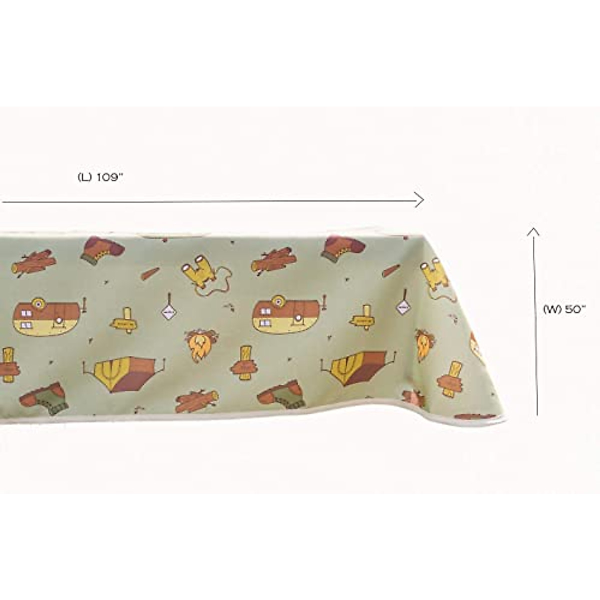 FoxCarr RV and Camping Table Cloth Will fit a 6ft or 8ft Picnic Table. Made of Polyester. This Camping Tablecloth is Washable. This Camping Accessories is for Outdoor Table Cover Product Name