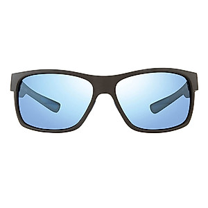 Revo Sunglasses Espen x Bear Grylls: Polarized Lens with Bendable Rectangle Wrap Frame, Matte Black Frame with Blue Water Lens (RE 1097 01 BL)