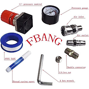 FBANG Air Compressor Pressure Regulator with Dial Indicator, 0-175 PSI Air Gauge for Air Compressor and Air Tools (4-way valve)