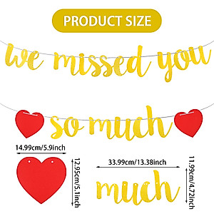 Welcome Home Banner, We Missed You So Much Banner, Welcome Home Decorations for Family Reunion Friends Back Military Graduation Happy Friendsgiving Sign Banner (Gold)