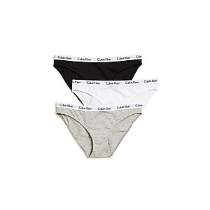 Calvin Klein Carousel Logo Cotton Stretch Bikini Panties, Multipack, Black/White/Grey Heather, Small