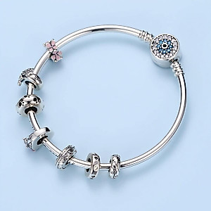 BISAER Stopper Beads Charm Spacers 925 Sterling Silver Vintage Spacer Bead Charms for Bracelets Stoppers