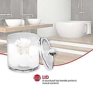 Home Basics Acrylic Cotton Ball and Swab Holder, Q-tip Storage Organizer, Clear