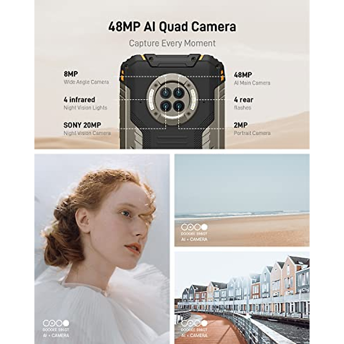 DOOGEE Rugged Smartphone(2022), S96 GT 6.3" 8GB+256GB Waterdrop Screen Rugged Phone Unlocked, Android 12 Phone, Night Vision, 48MP Quad Camera, IP68 Waterproof Ourdoor Cell Phone, NFC, OTG, Dual 4G