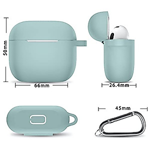 BOSPA AirPods 3 Case, Liquid Silicone Skin Cover Compatible with Apple AirPod 3rd Generation 2021 with Keychain for Women Men [Front LED Visible] (Misty Morn)