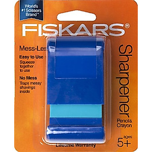 Fiskars Squeeze Sharpener for Kids 5+ - Crayon and Pencil Sharpener - Back to School Supplies - Color May Vary