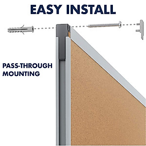 Quartet Mead Corkboard, Framed Bulletin Board, 4' x 3', Cork Board, Aluminum Frame (85362)