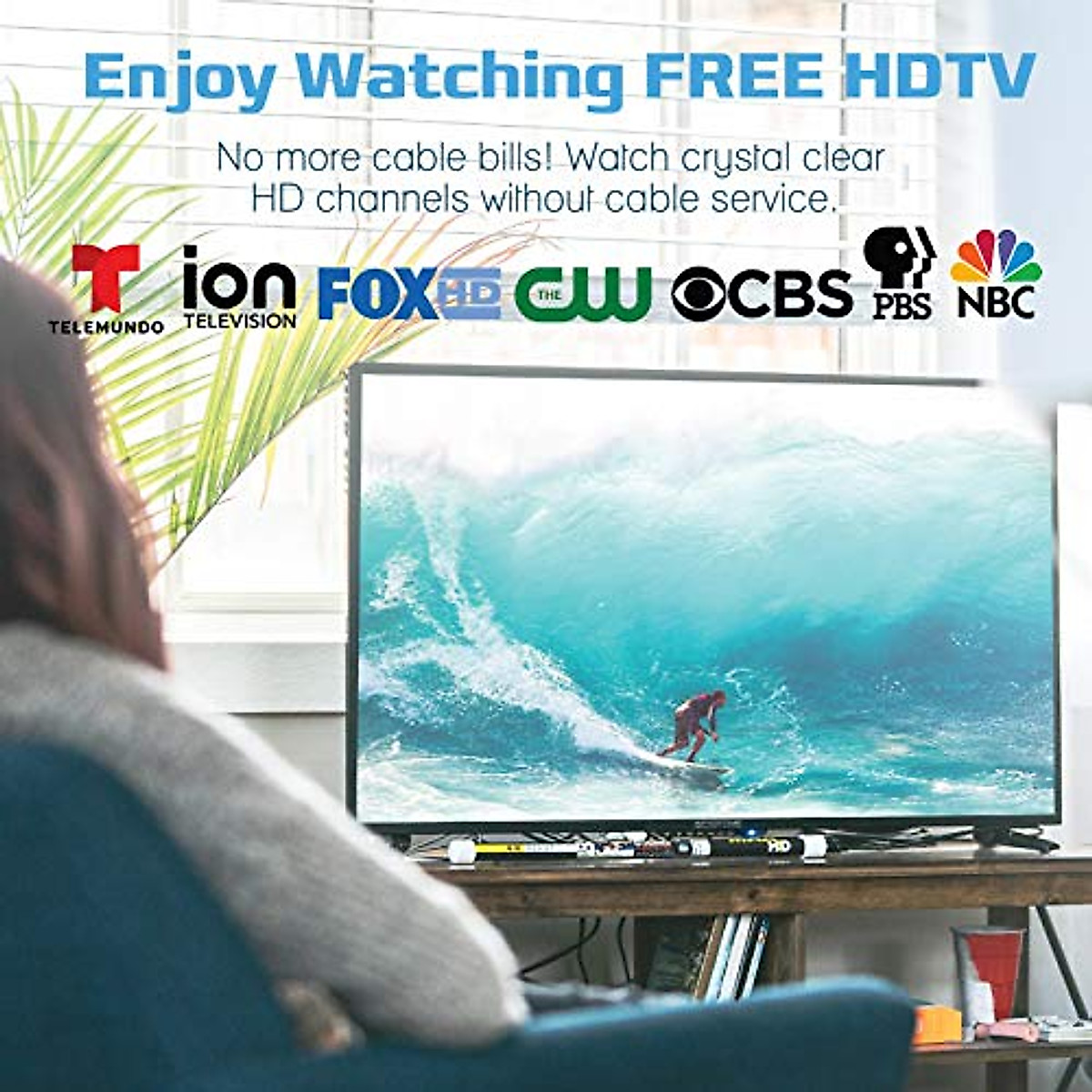 Magic Stick TV Max HD - TV Antenna for Smart TV Antenna for Digital TV Indoor Outdoor HD Antenna TV Digital HD, Amplified HD Digital TV Antenna Signals Up To 80 Miles HDTV Antenna - 20ft Coaxial Cable