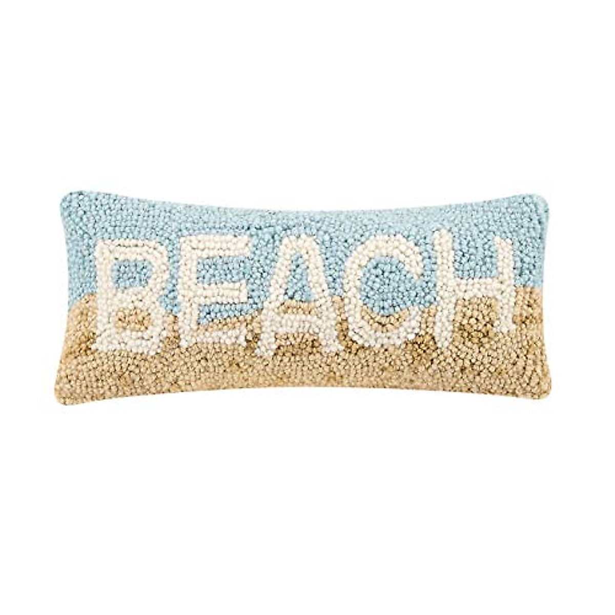 Peking Handicraft 30TG449C05OB Blown Filled Hook Throw Pillow, 12-inch Length, Wool and Cotton (Beach)