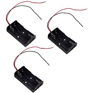 LampVPath (Pack of 3 2 AA Battery Holder, 2 AA Battery Holder with Leads, 2 AA Battery Holder with Wires