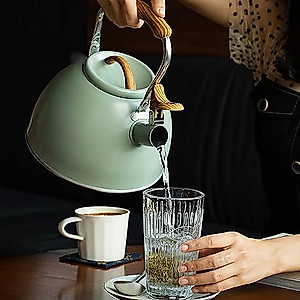 3L Whistling Tea Kettle for Stove Top,Teapot for Stovetop, Wooden Handle for Cool Toch▂20 * 23.5cm/7.78"*9.25"